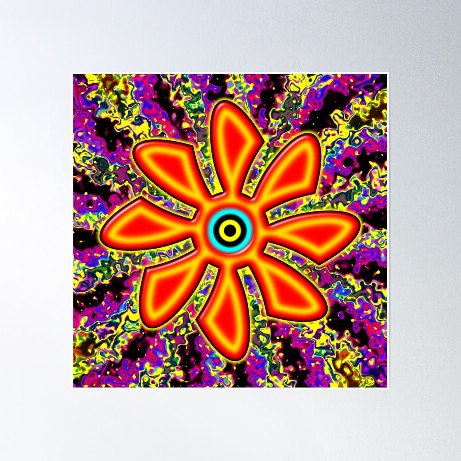 Psychedelic Star Pattern Poster Wall Art, Modern Wall Decor, 24x24 ...