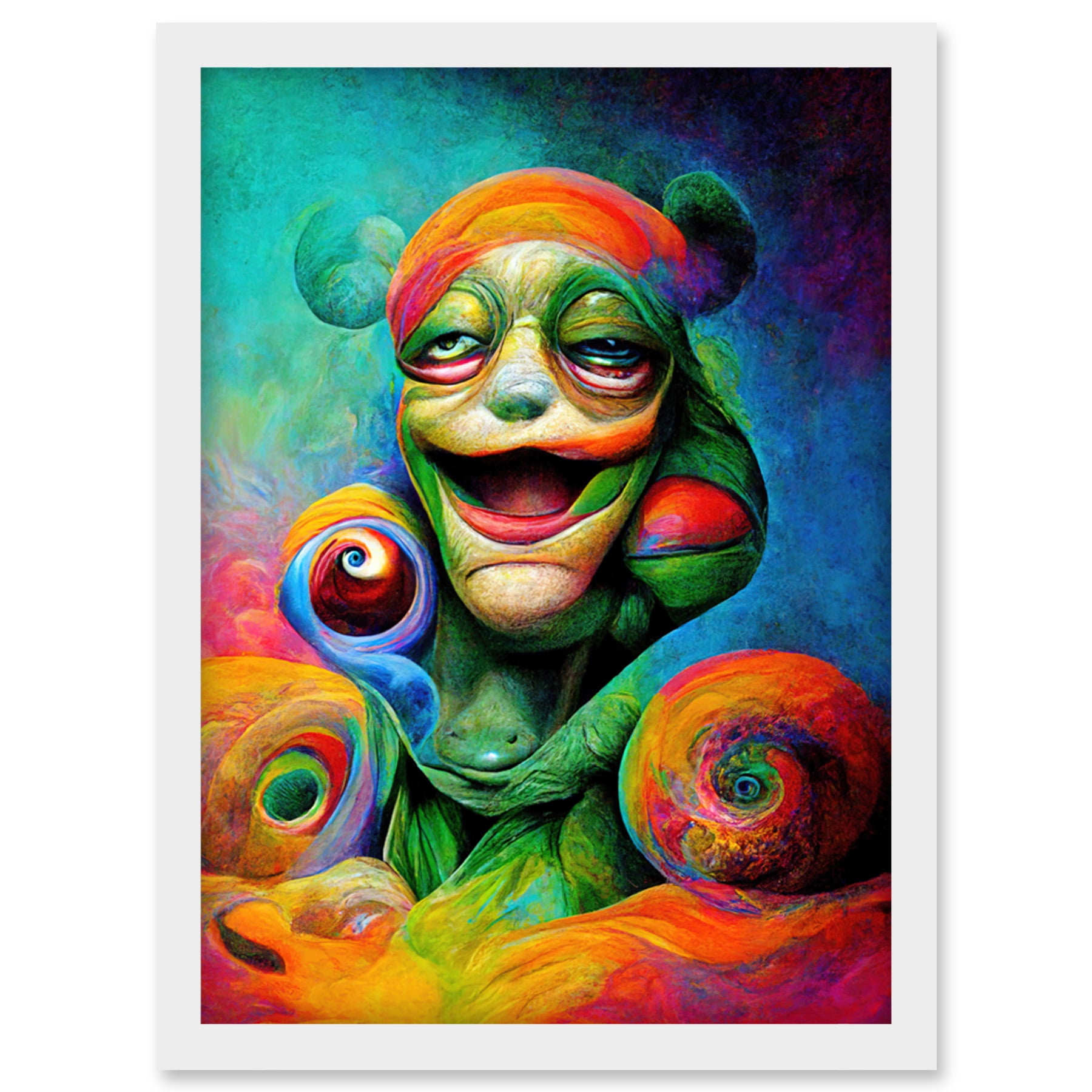 Psychedelic Stoned Clown Trippy Colourful Artwork Framed Wall Art Print ...