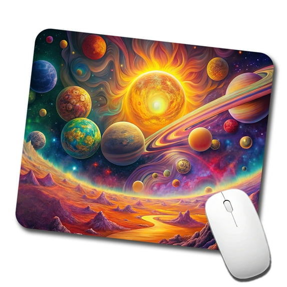 Psychedelic Sun And Planets Solar System Mouse Pad Low Profile Gaming ...