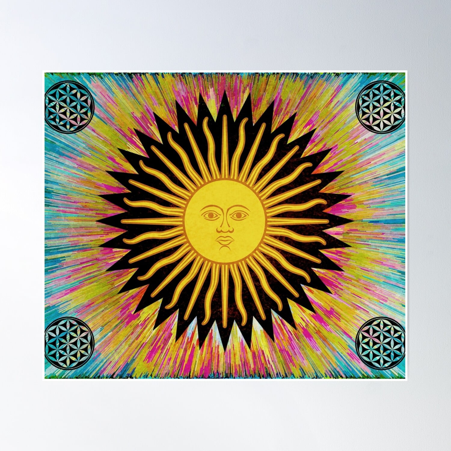 Psychedelic Sun Star / Bohemian Zen Hippie Festival Poster Wall Art, Modern Wall Decor, 24x36 ...