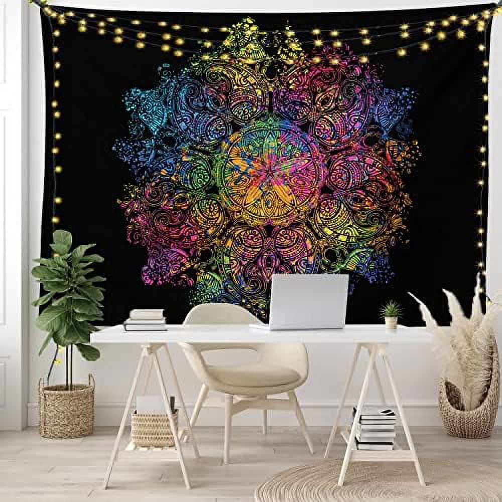 Psychedelic Tapestry, Colorful Mandala Pattern Cosmos Universe Graphic ...