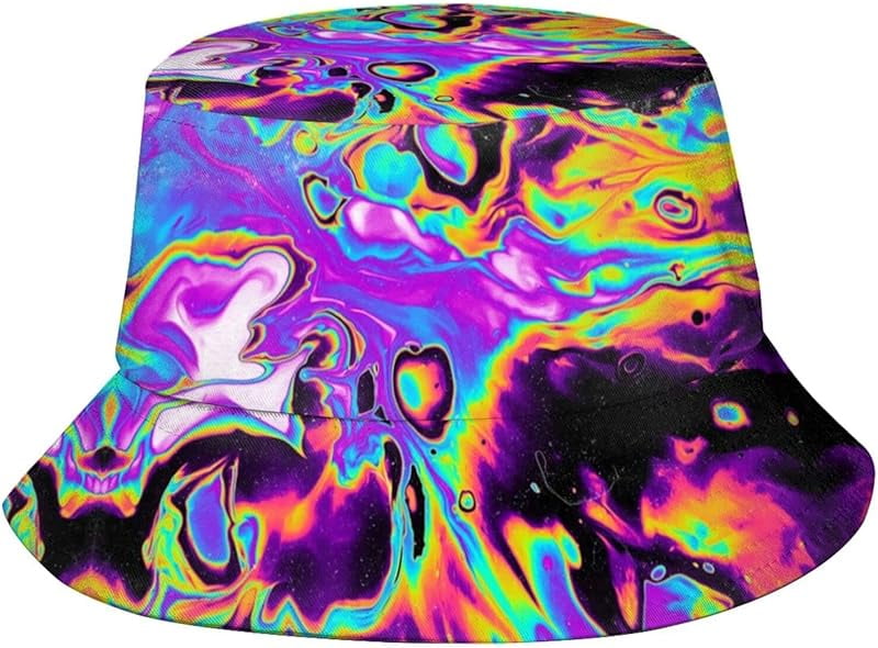 Psychedelic Trippy Aesthetic Bucket Hat Fashion Beach Sun Wide Brim Cap ...
