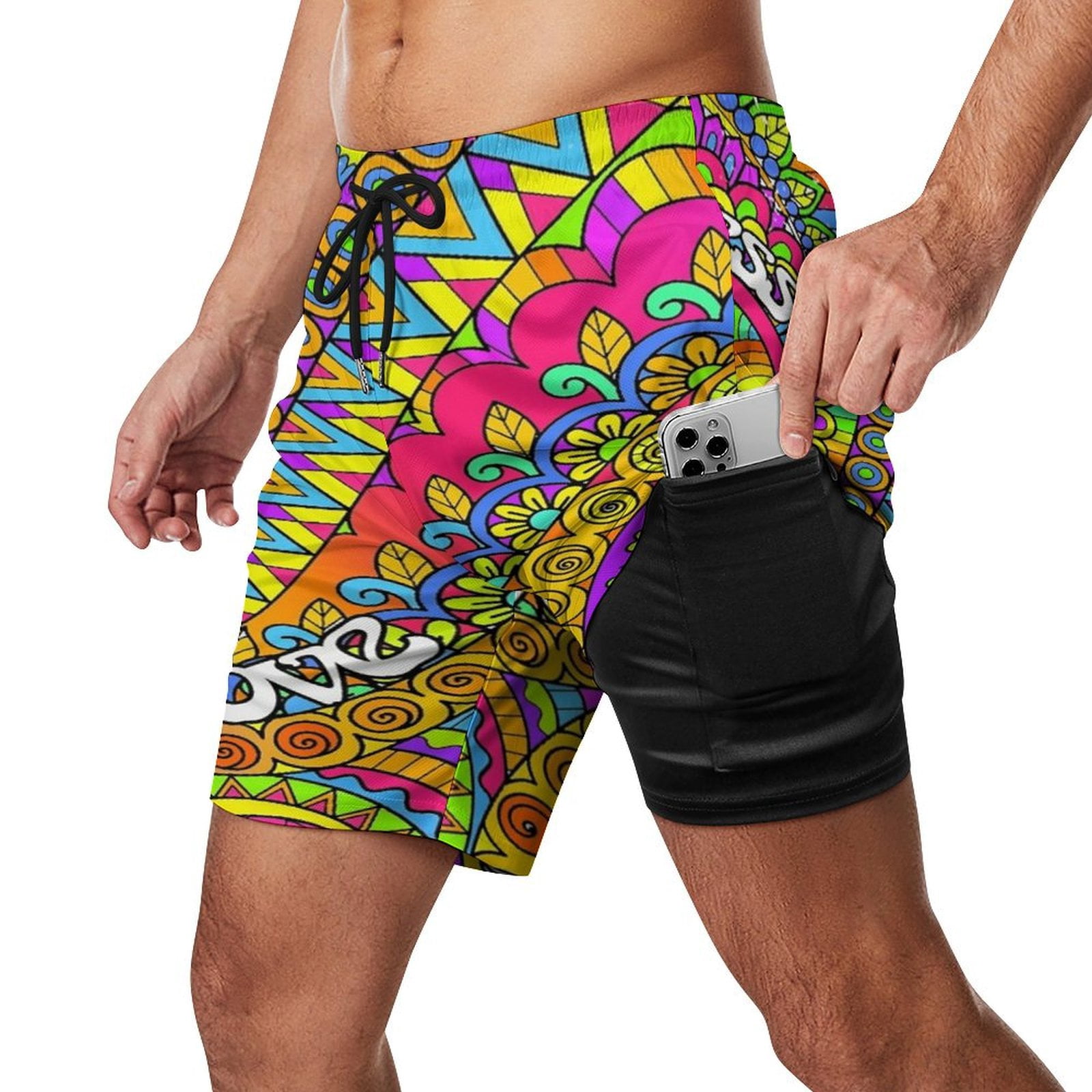 Psychedelic Trippy Colorful Hippy Art Quick Dry Swimming Shorts For Men ...