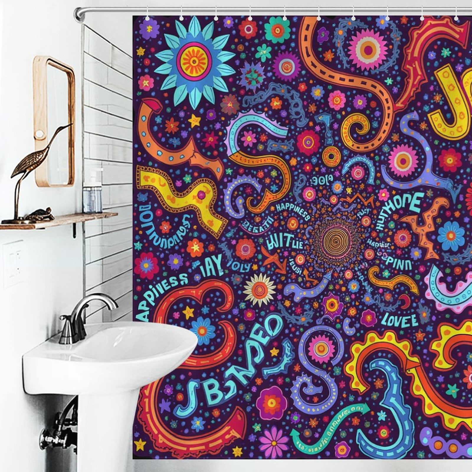 Psychedelic Trippy Colorful Hippy Shower Curtains for Bathroom Showers Bath Folding Partition ...