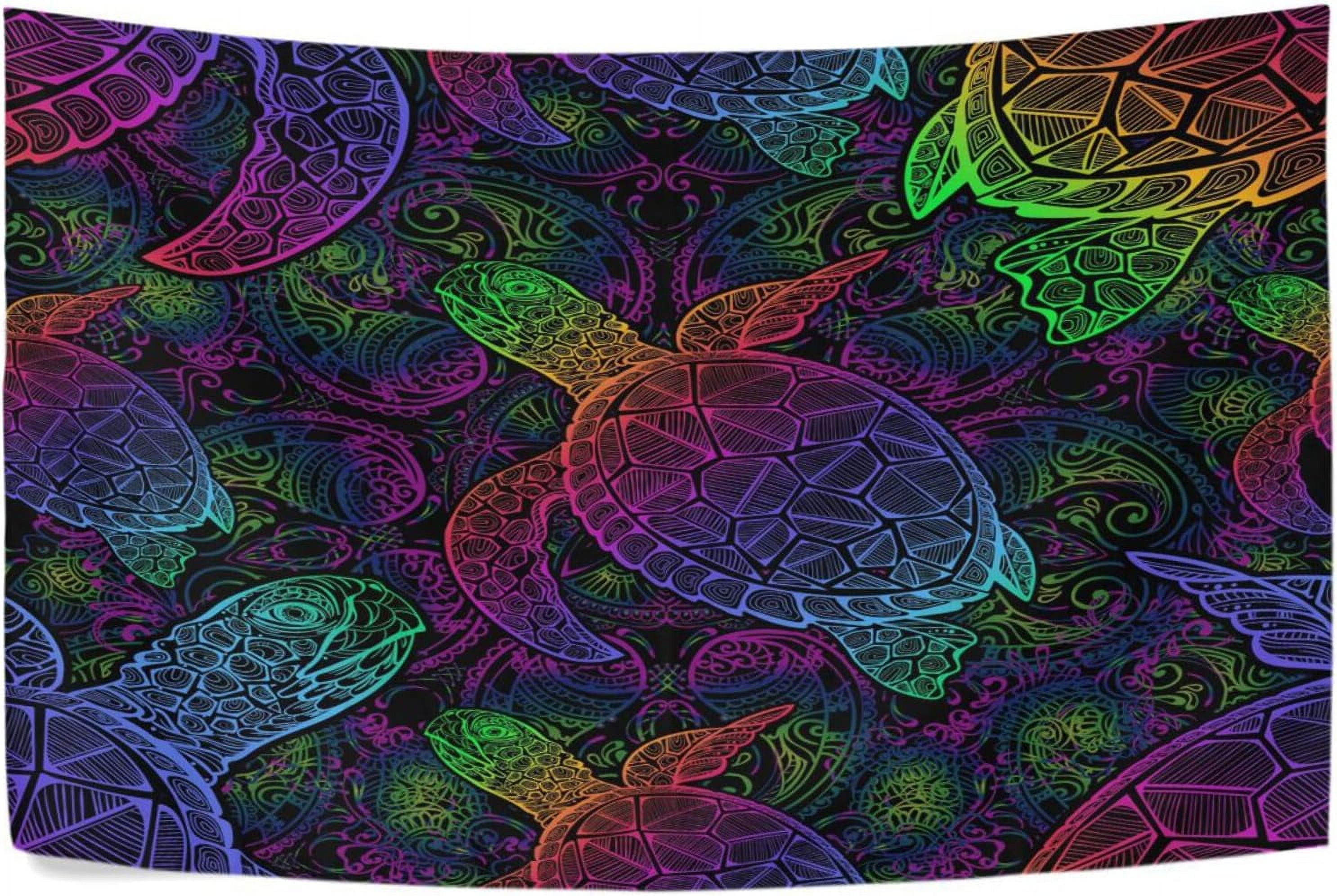 Psychedelic Turtle Tapestry Aesthetic Tapestry Wall Hanging 90" x 60 ...