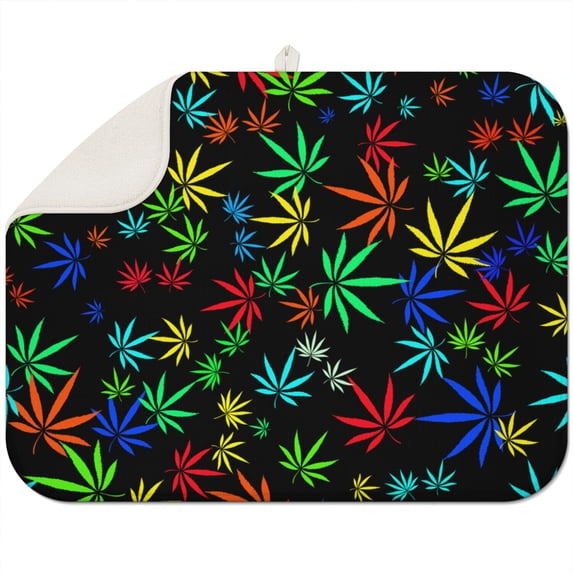 Psychedelic Weed Dish Drying Mat – Colorful Weed and Cannabis Leaf ...