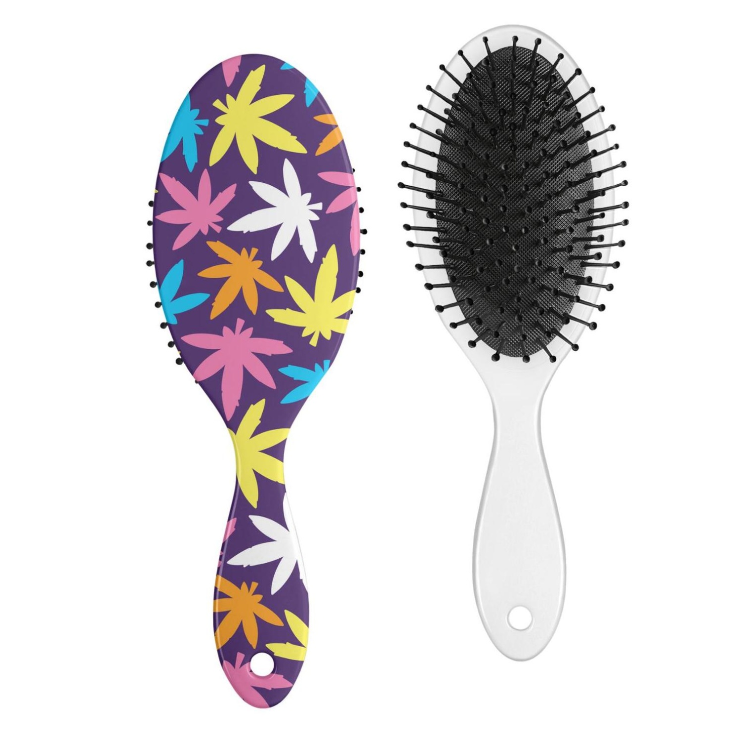 Psychedelic Weed Hair Brush, Trippy Cannabis Leaf Detangling Paddle ...