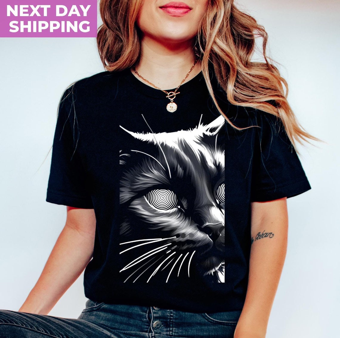 Psychedelic Weirdcore Cat T-Shirt, Psychedelic Cat T-Shirt, Gothic ...