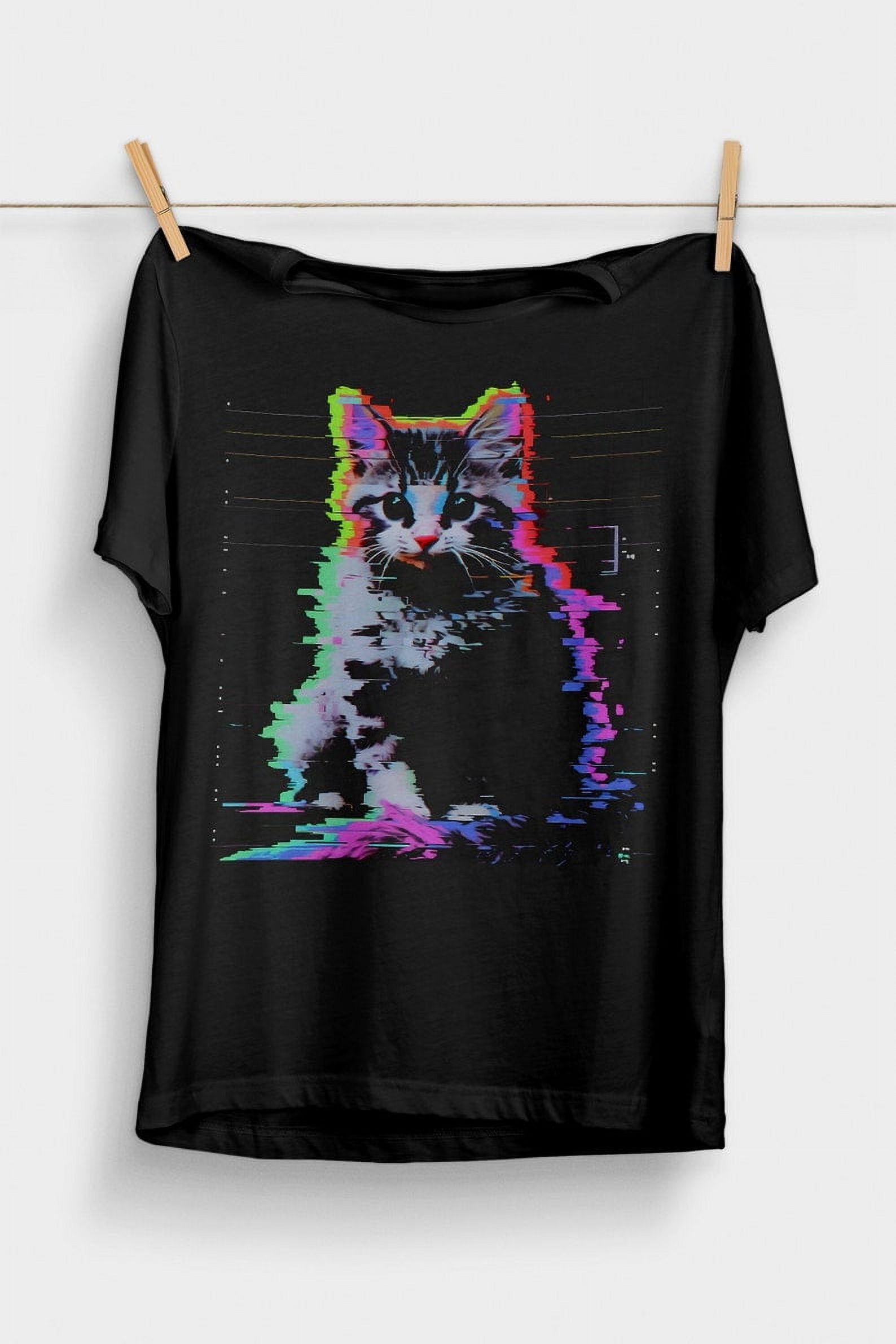 Psychedelic Weirdcore Cat T-Shirt | Vaporwave Aesthetic | Trippy Alt ...