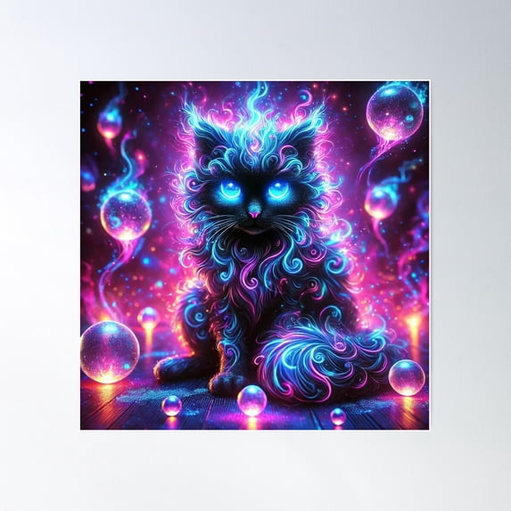 Psychedelic Witch Cat – Guardian Of Mystical Energies Poster Wall Art ...