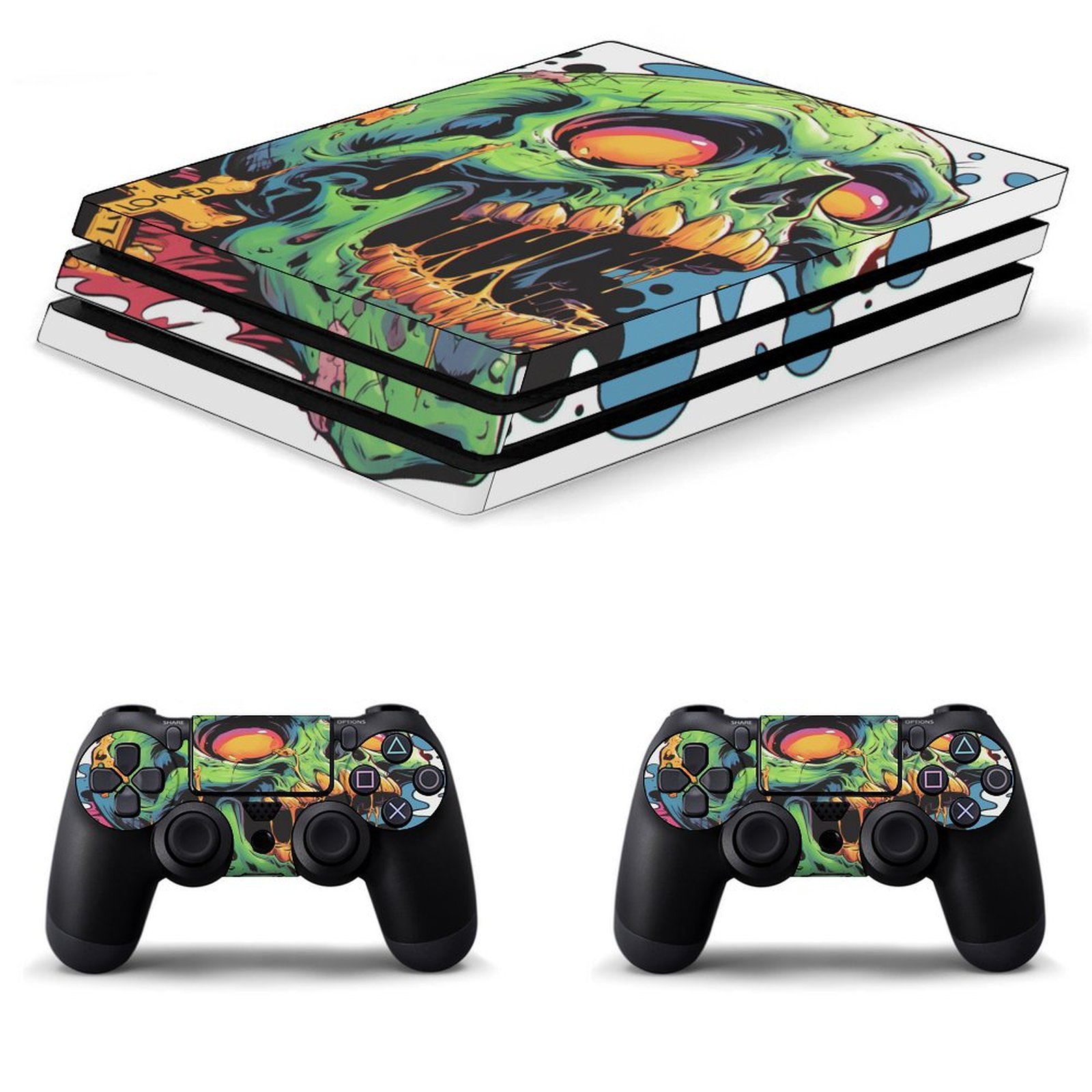 Psychedelic Zombie Skull Print PS4/PS4 Pro/PS4 Slim Skin Sticker For ...