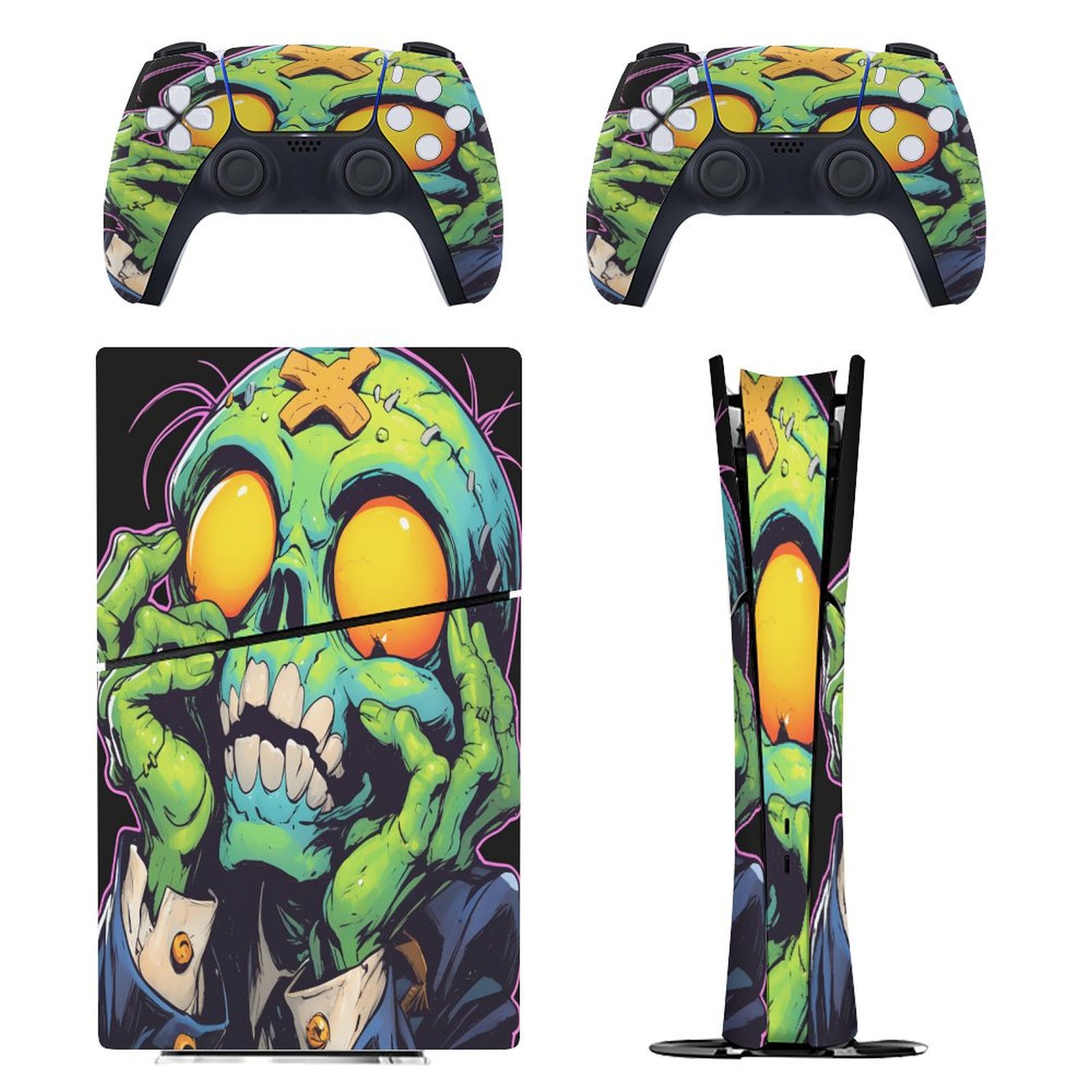 Psychedelic Zombie Skull Print PS5/PS5 Pro/PS5 Slim Digital Disc Skin ...