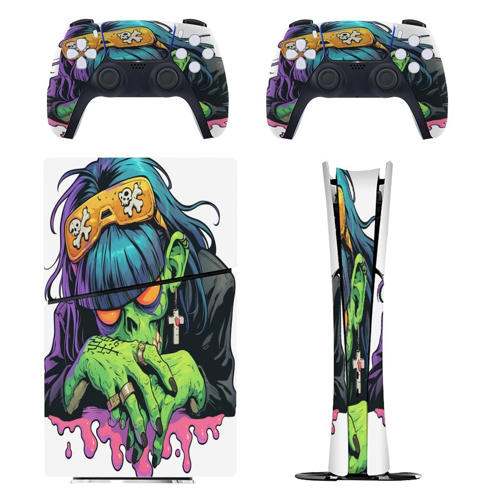 Psychedelic Zombie Skull Print PS5/PS5 Pro/PS5 Slim Digital Disc Skin ...