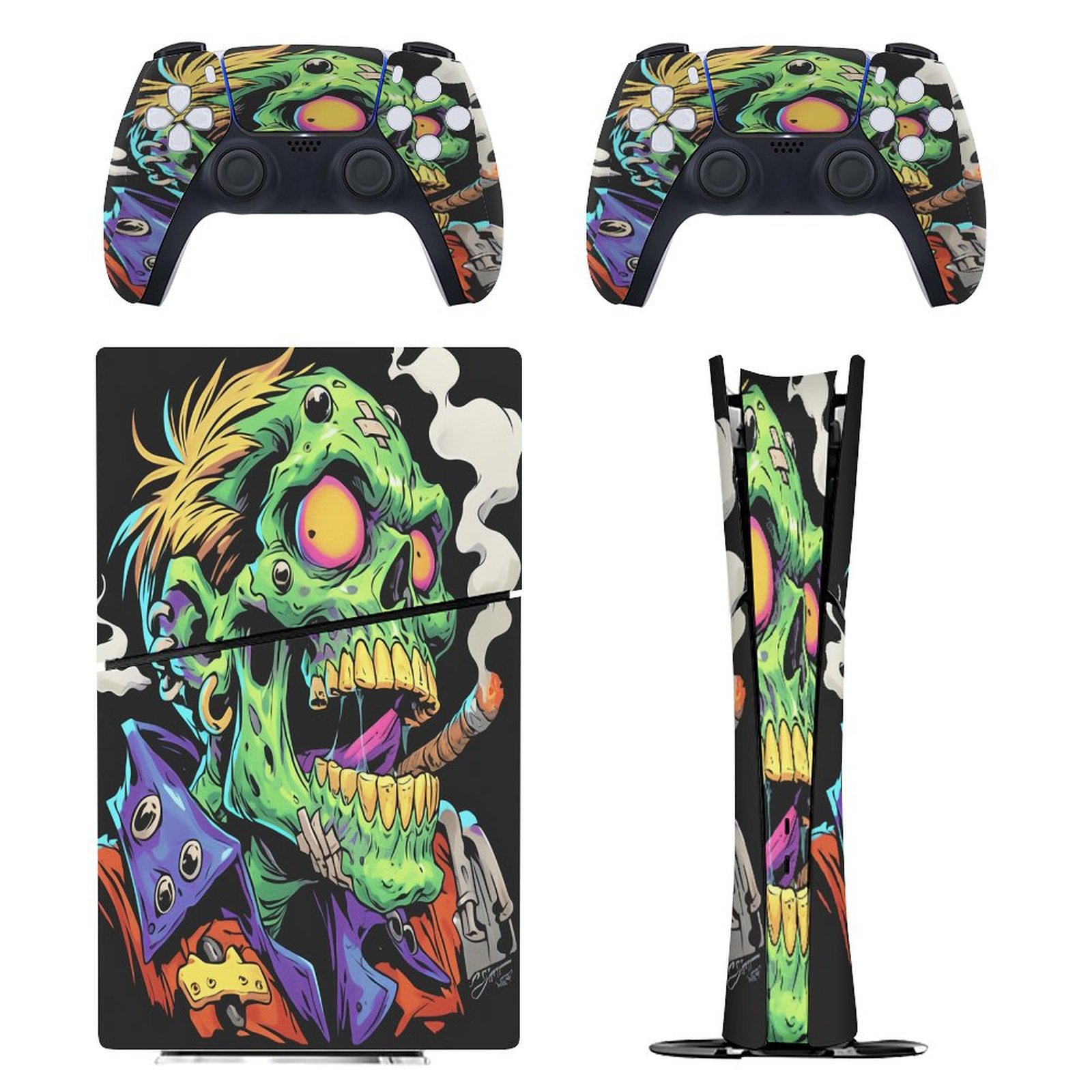 Psychedelic Zombie Skull Print PS5/PS5 Pro/PS5 Slim Digital Disc Skin ...
