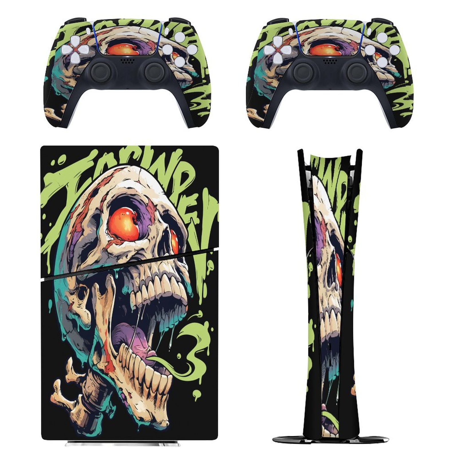 Psychedelic Zombie Skull Print PS5/PS5 Pro/PS5 Slim Digital Disc Skin ...