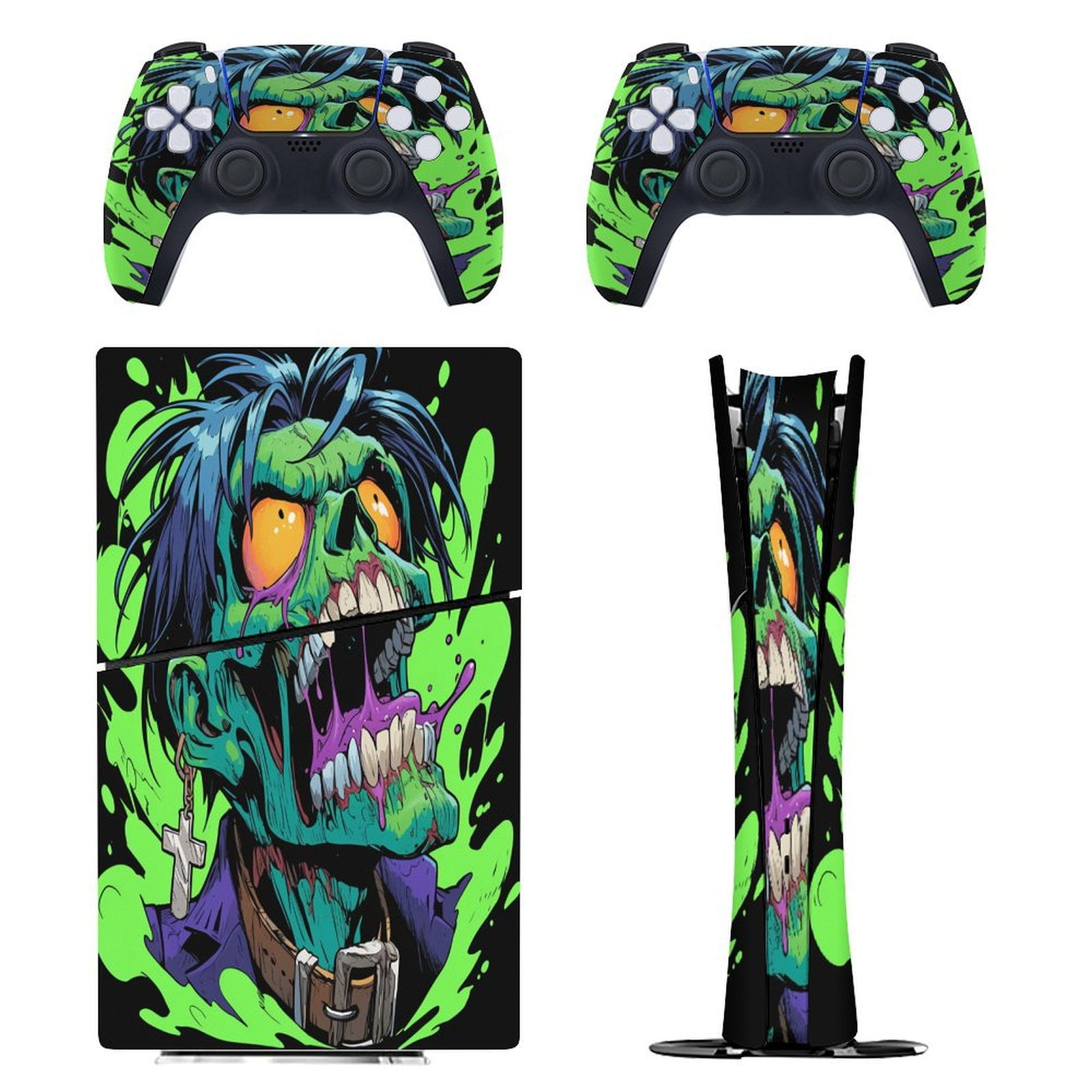 Psychedelic Zombie Skull Print PS5/PS5 Pro/PS5 Slim Digital Disc Skin ...