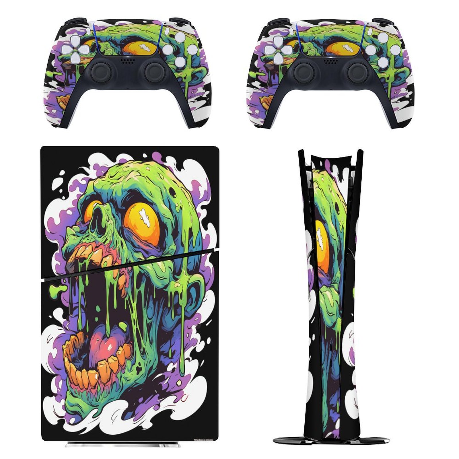 Psychedelic Zombie Skull Print PS5/PS5 Pro/PS5 Slim Digital Disc Skin ...