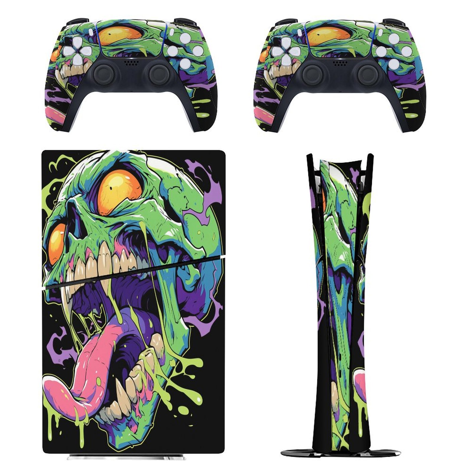 Psychedelic Zombie Skull Print PS5/PS5 Pro/PS5 Slim Digital Disc Skin ...