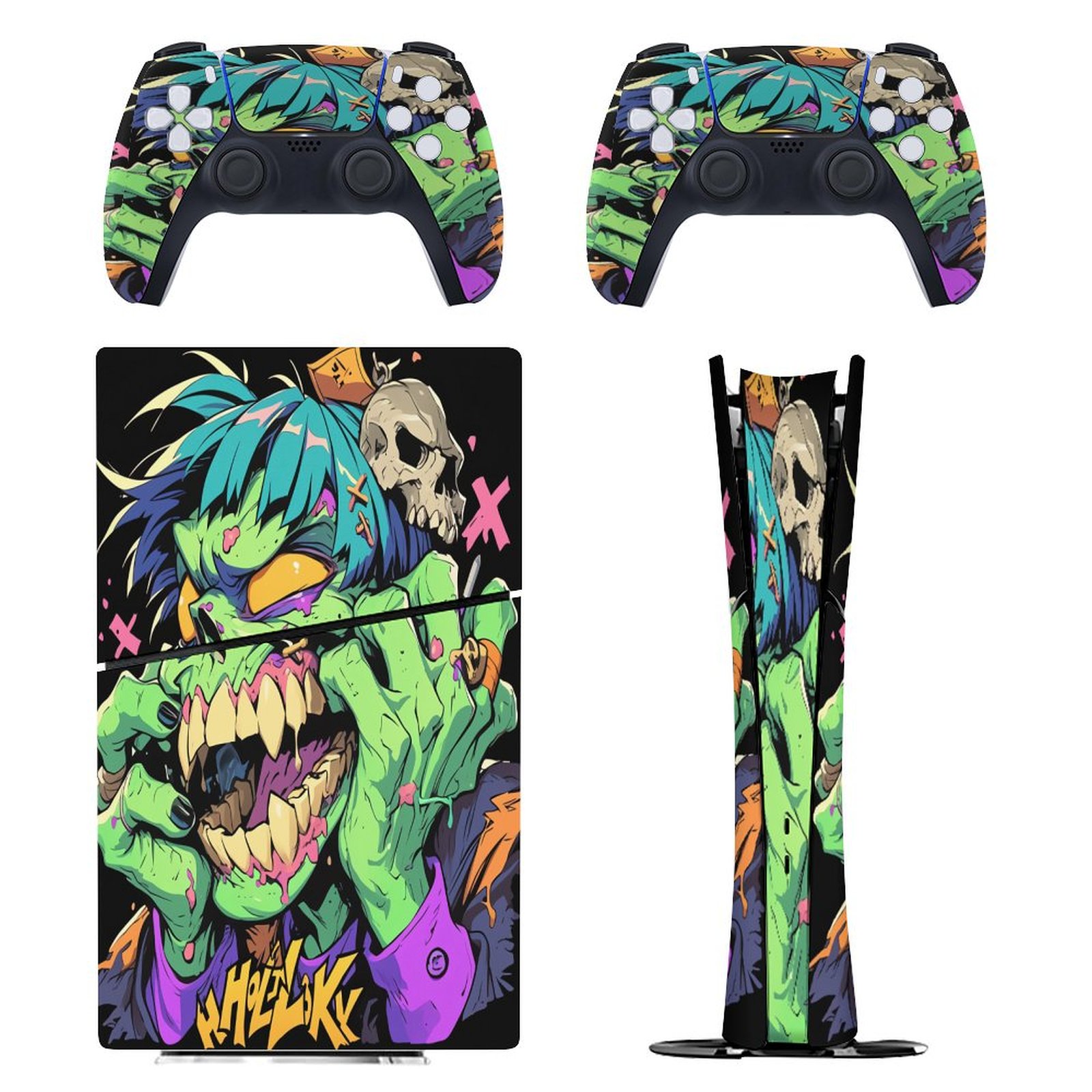 Psychedelic Zombie Skull Print PS5/PS5 Pro/PS5 Slim Digital Disc Skin ...