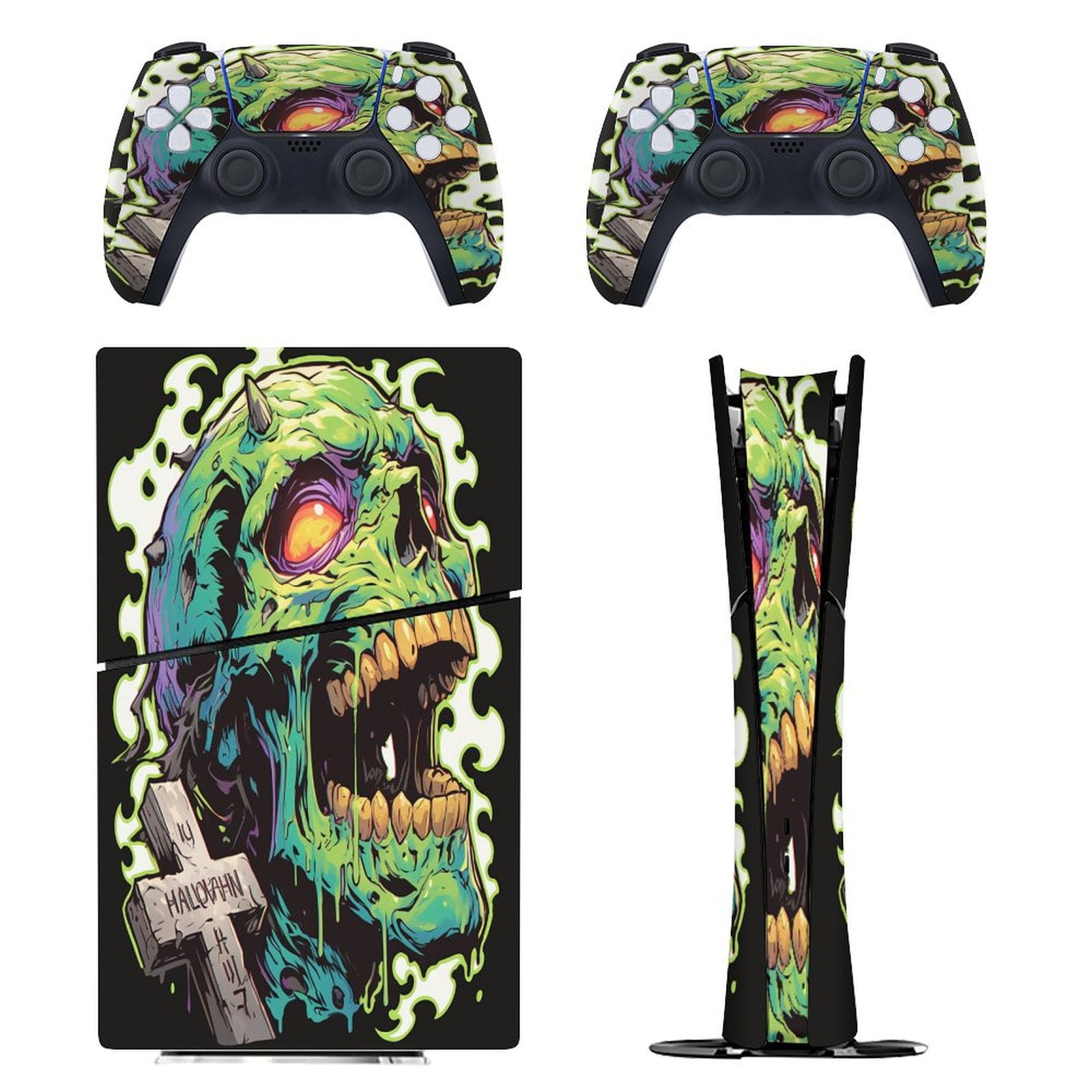 Psychedelic Zombie Skull Print PS5/PS5 Pro/PS5 Slim Digital Disc Skin ...