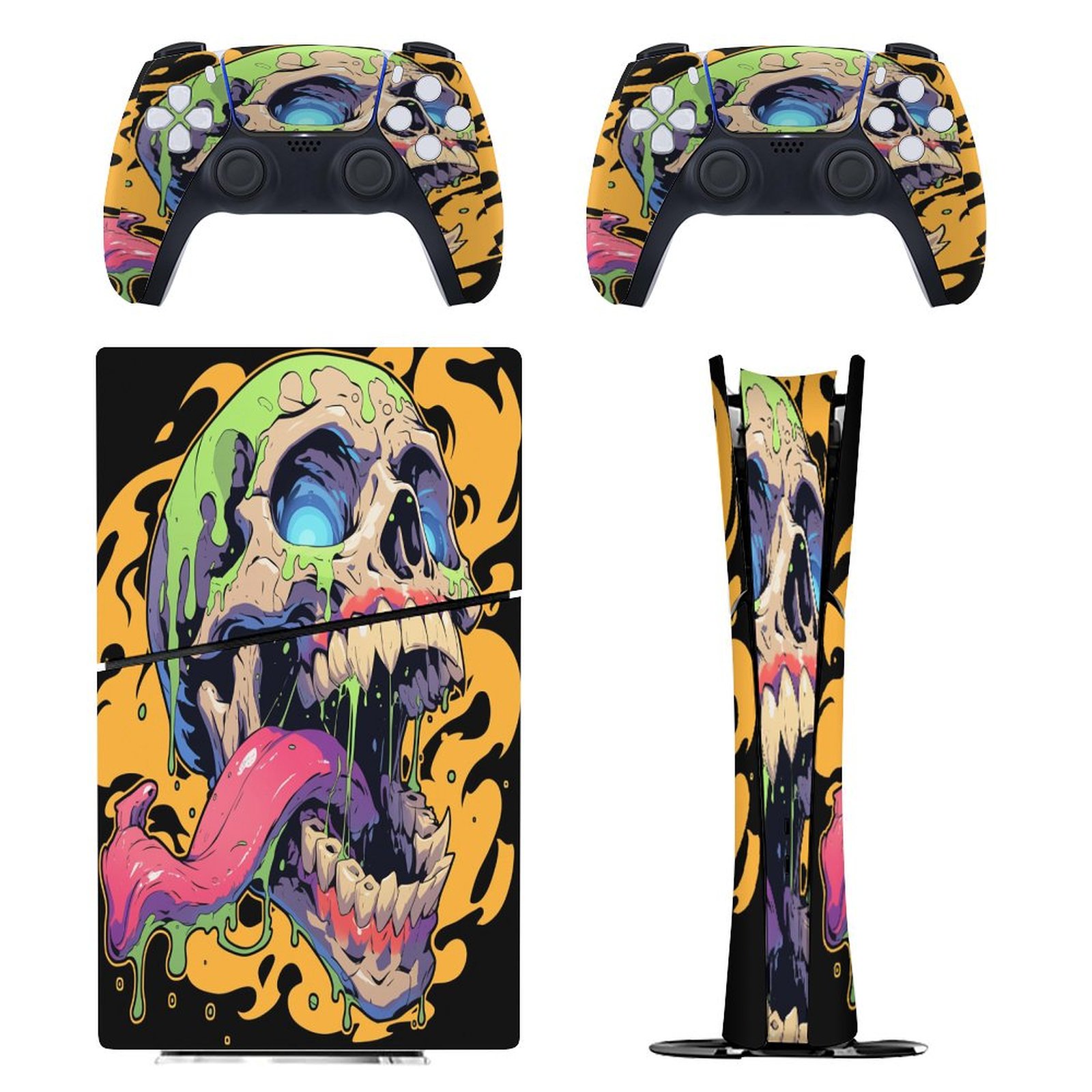 Psychedelic Zombie Skull Print PS5/PS5 Pro/PS5 Slim Digital Disc Skin Sticker For Console And ...