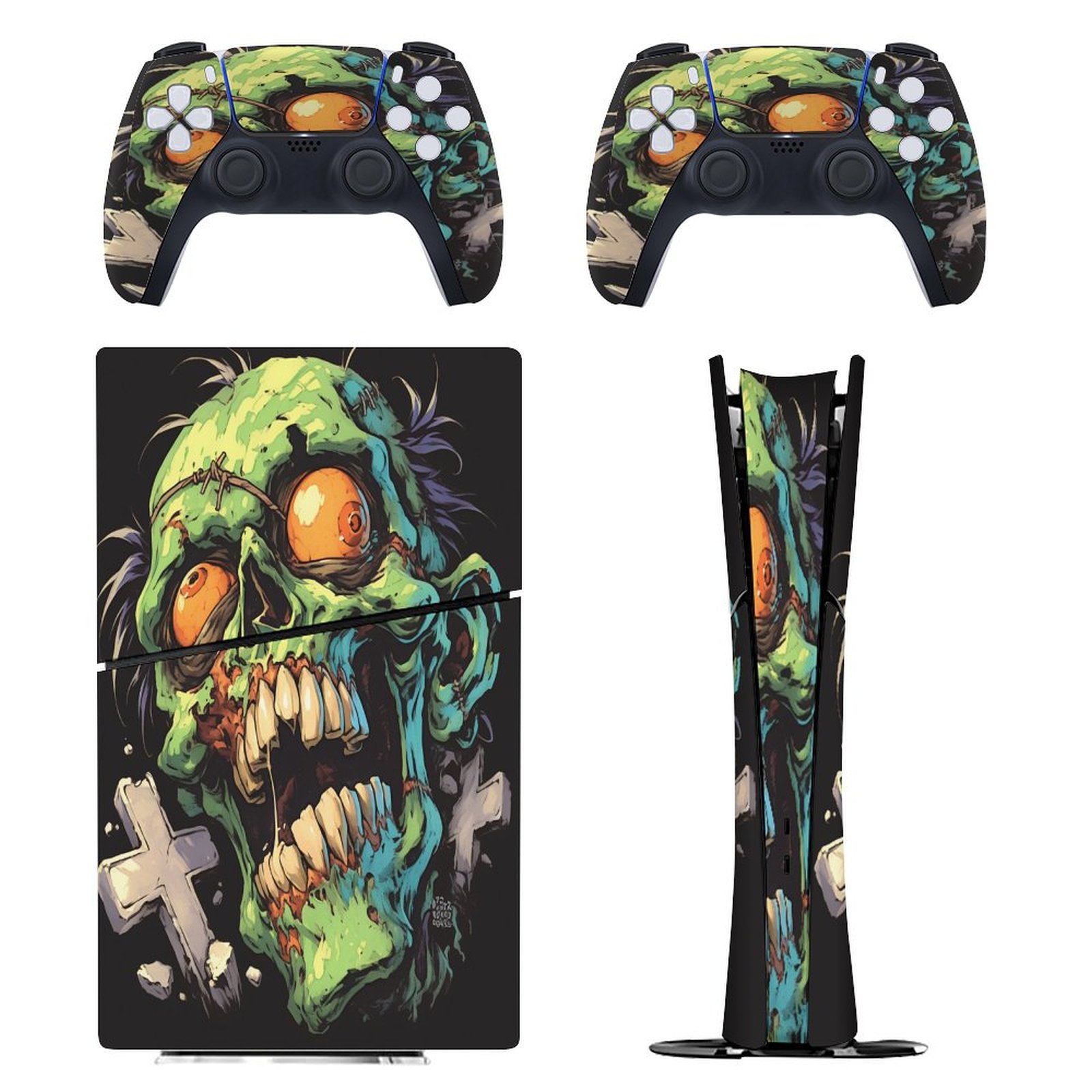 Psychedelic Zombie Skull Print PS5/PS5 Pro/PS5 Slim Digital Disc Skin ...