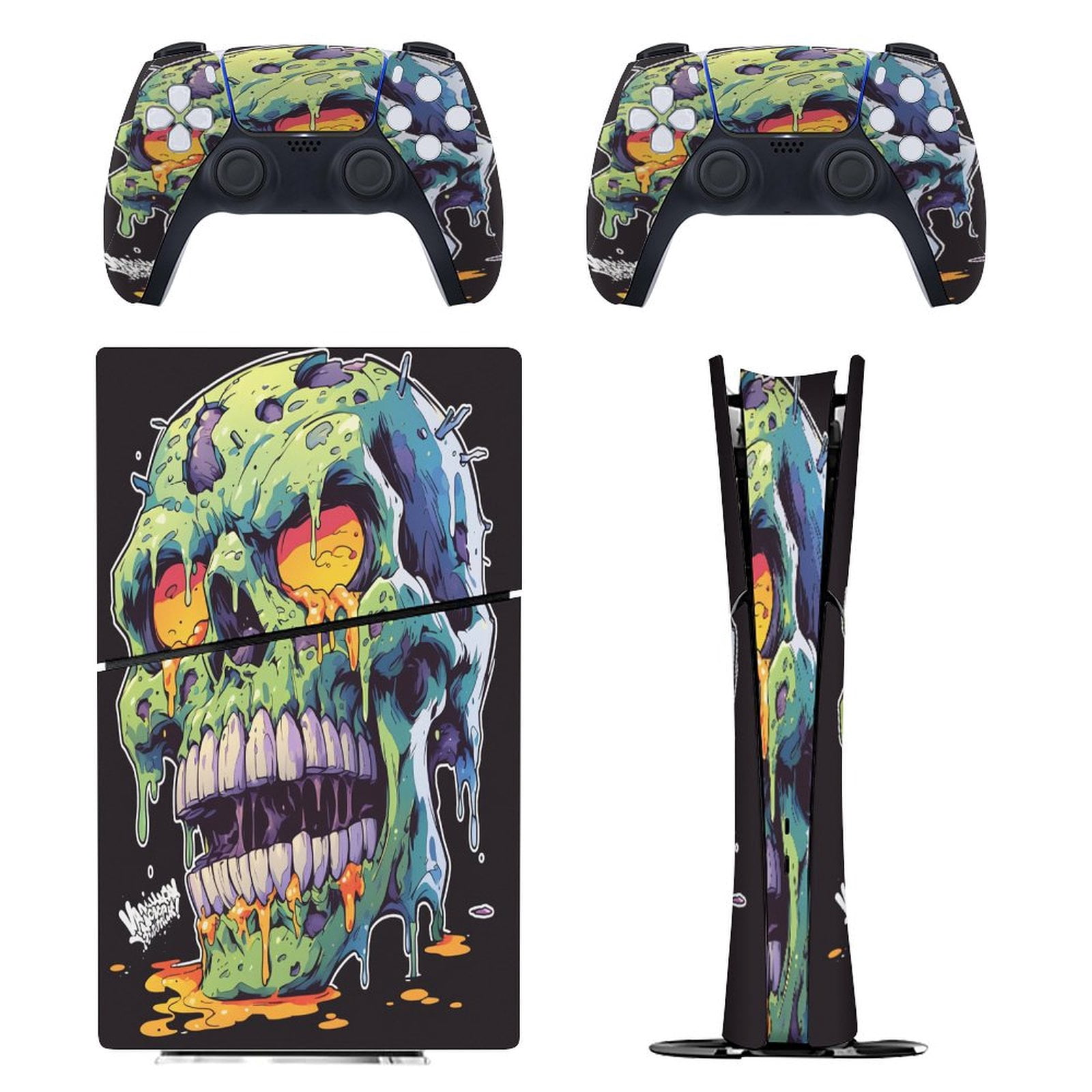 Psychedelic Zombie Skull Print PS5/PS5 Pro/PS5 Slim Digital Disc Skin ...