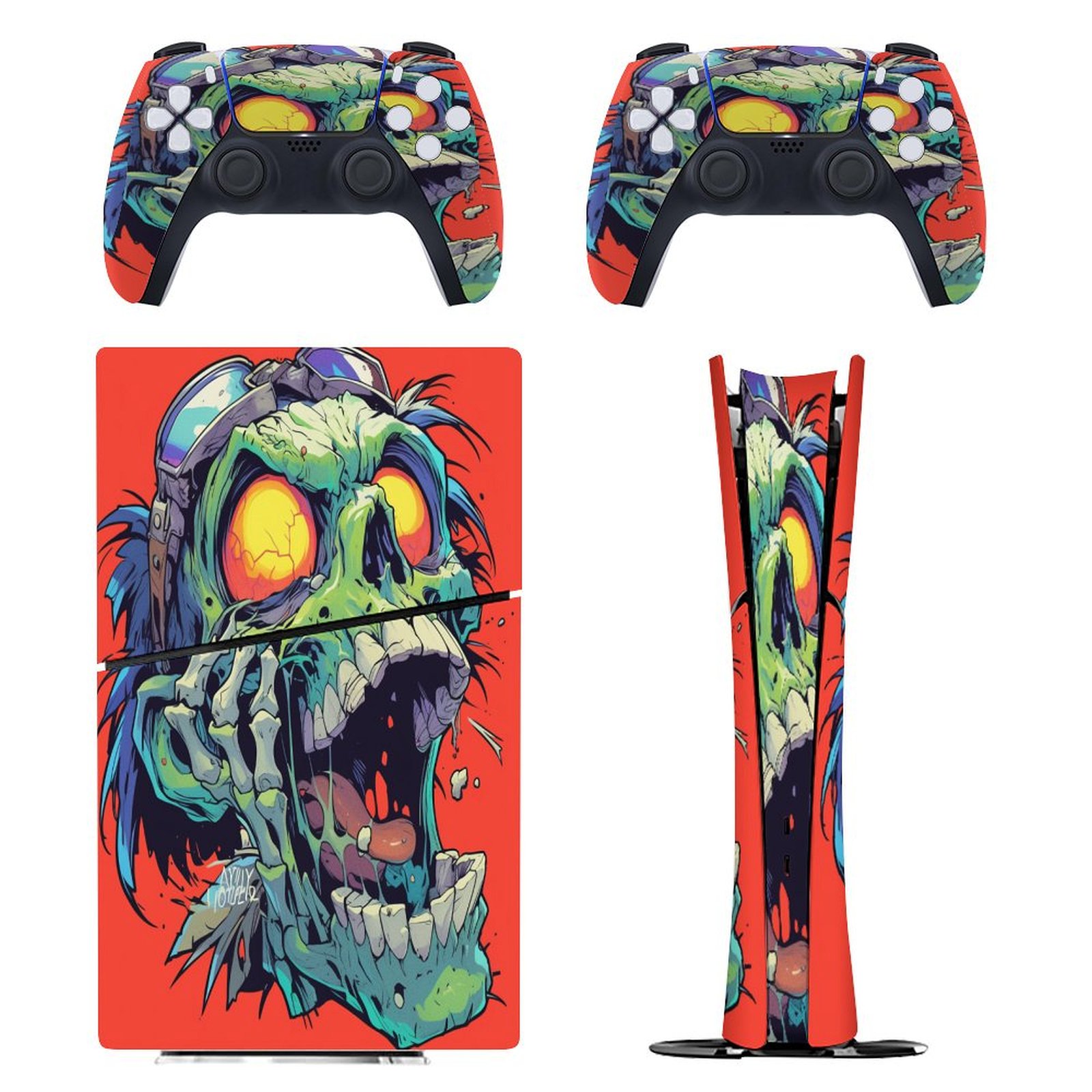 Psychedelic Zombie Skull Print PS5/PS5 Pro/PS5 Slim Digital Disc Skin ...