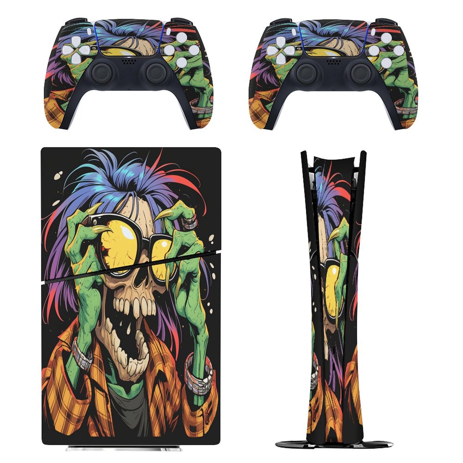 Psychedelic Zombie Skull Print PS5/PS5 Pro/PS5 Slim Digital Disc Skin ...