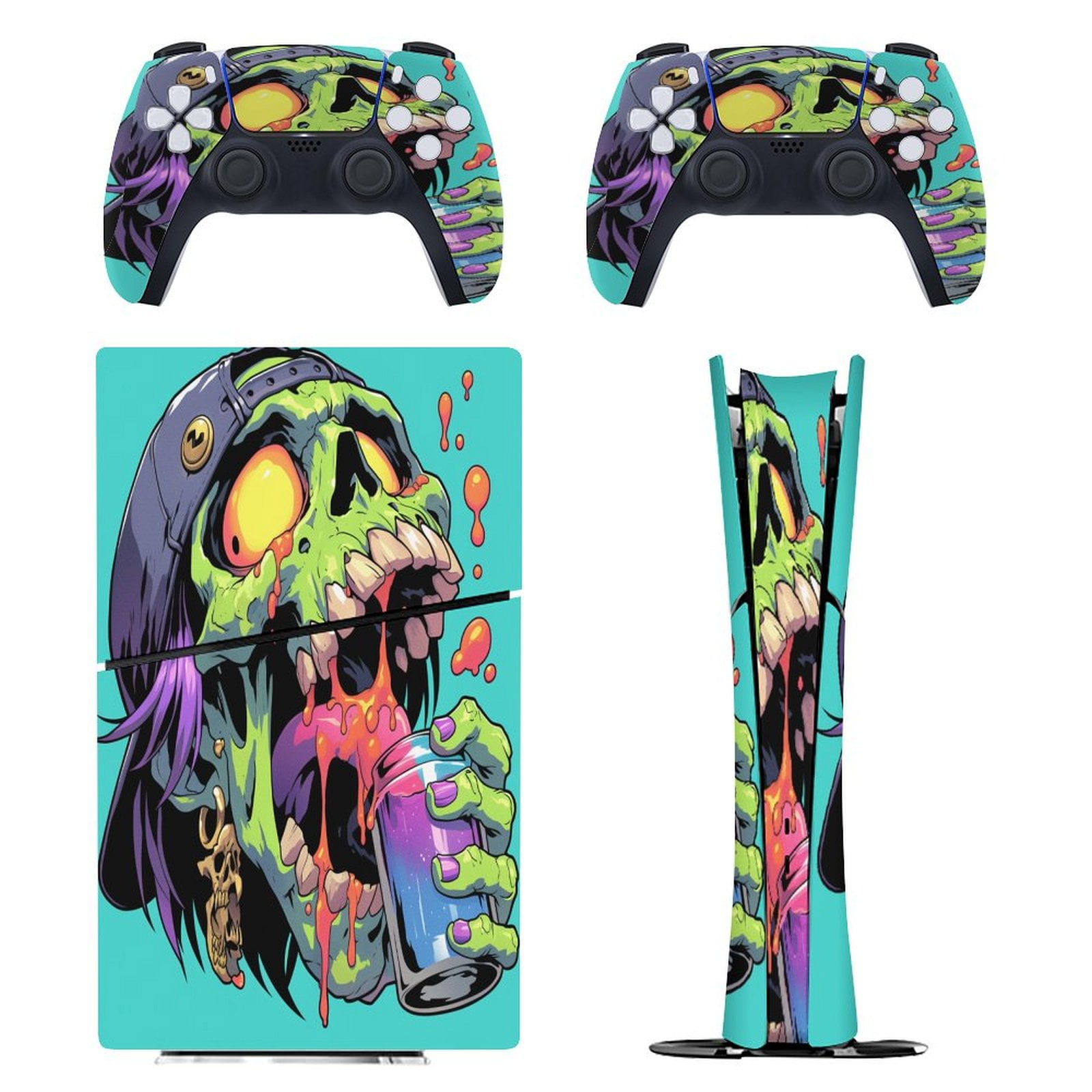 Psychedelic Zombie Skull Print PS5/PS5 Pro/PS5 Slim Digital Disc Skin ...