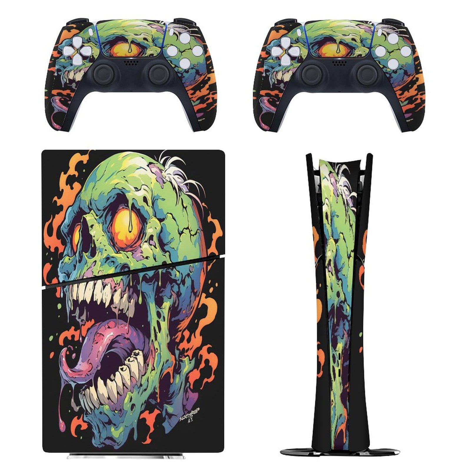 Psychedelic Zombie Skull Print PS5/PS5 Pro/PS5 Slim Digital Disc Skin ...