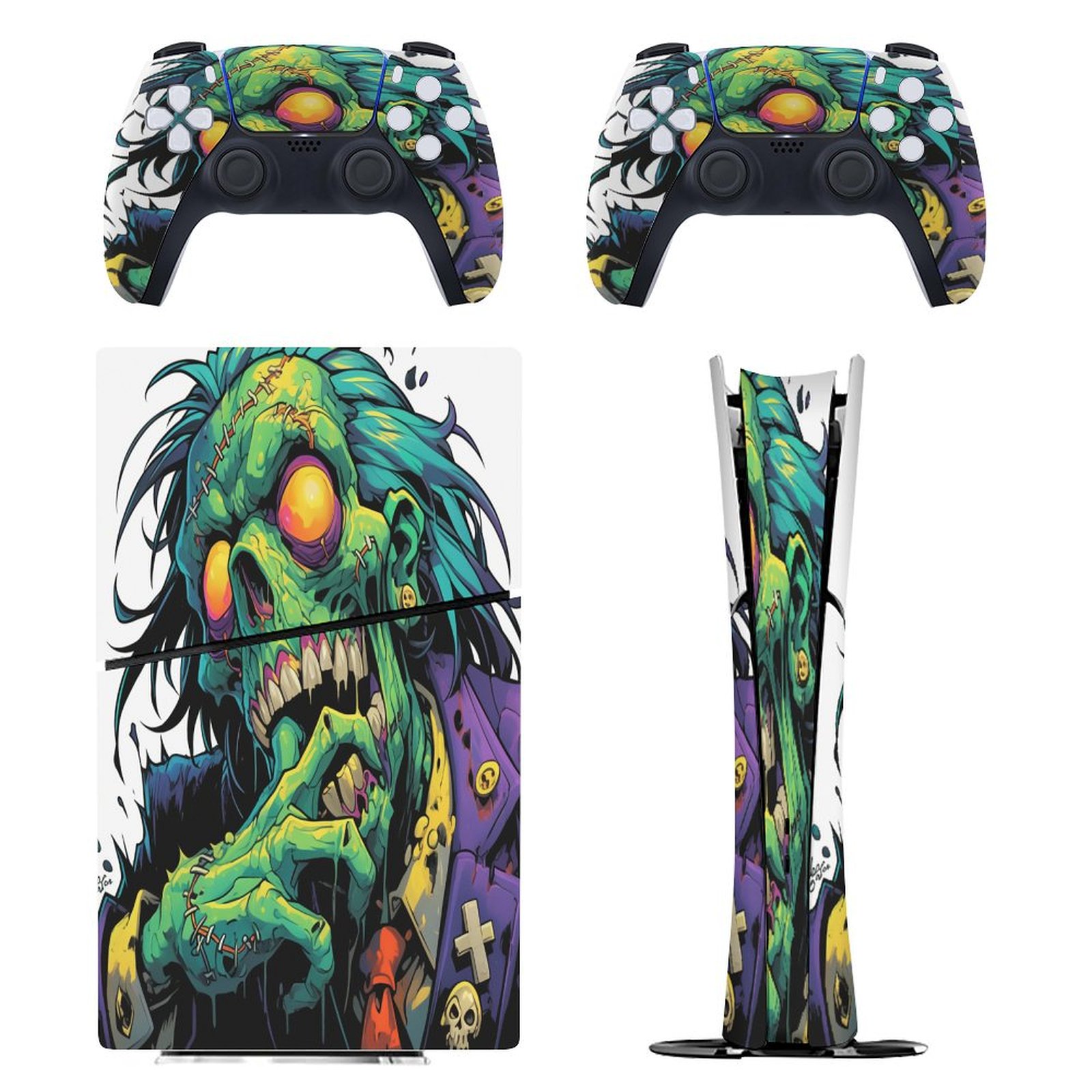 Psychedelic Zombie Skull Print PS5/PS5 Pro/PS5 Slim Digital Disc Skin ...