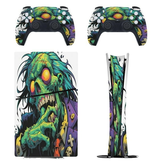 Psychedelic Zombie Skull Print PS5/PS5 Pro/PS5 Slim Digital Disc Skin ...