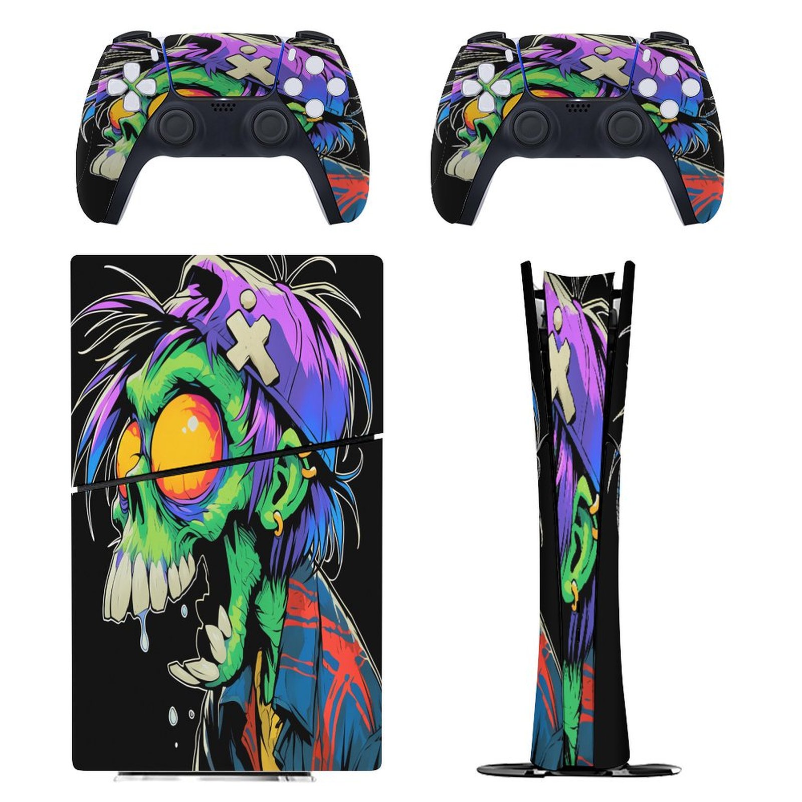 Psychedelic Zombie Skull Print PS5/PS5 Pro/PS5 Slim Digital Disc Skin ...