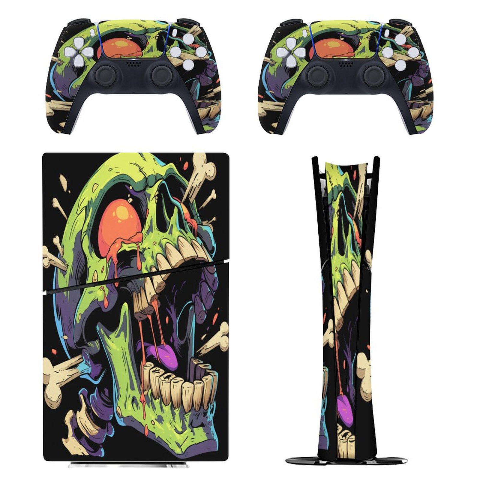 Psychedelic Zombie Skull Print PS5/PS5 Pro/PS5 Slim Digital Disc Skin ...