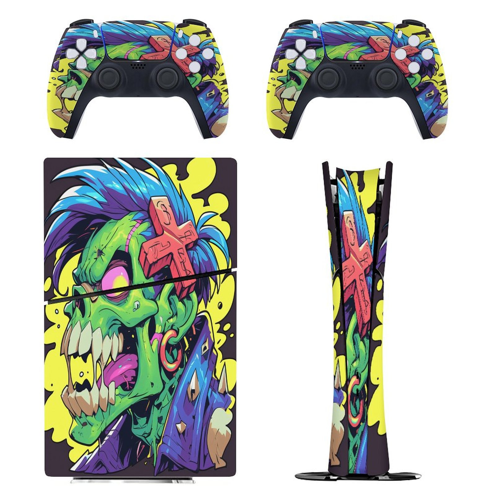 Psychedelic Zombie Skull Print PS5/PS5 Pro/PS5 Slim Digital Disc Skin ...