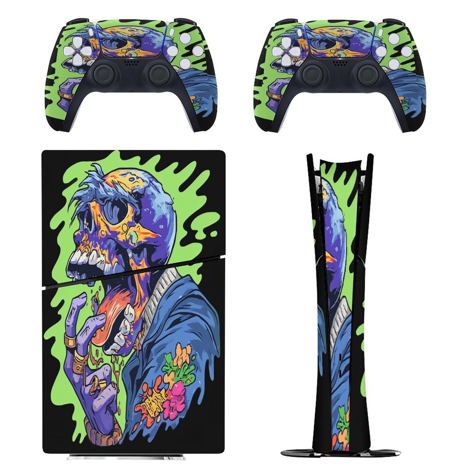 Psychedelic Zombie Skull Print PS5/PS5 Pro/PS5 Slim Digital Disc Skin ...
