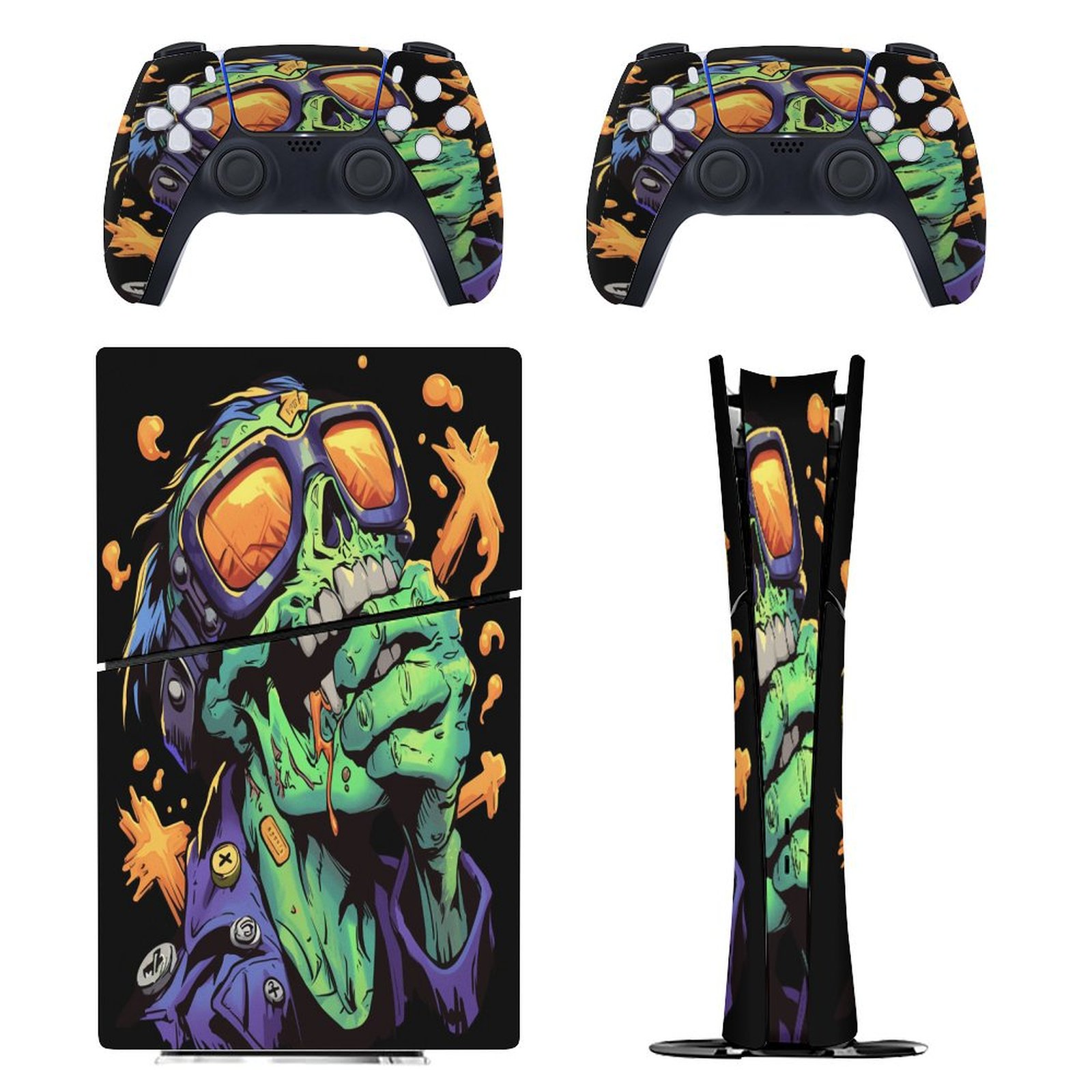 Psychedelic Zombie Skull Print PS5/PS5 Pro/PS5 Slim Digital Disc Skin ...