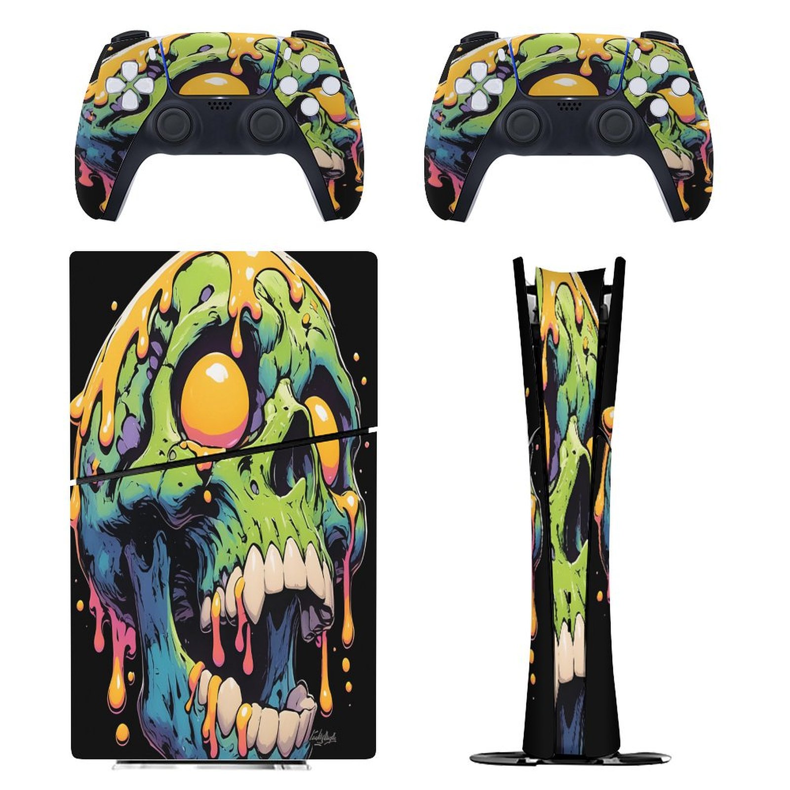Psychedelic Zombie Skull Print PS5/PS5 Pro/PS5 Slim Digital Disc Skin ...