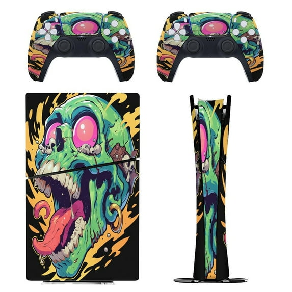 Psychedelic Zombie Skull Print PS5/PS5 Pro/PS5 Slim Digital Disc Skin ...