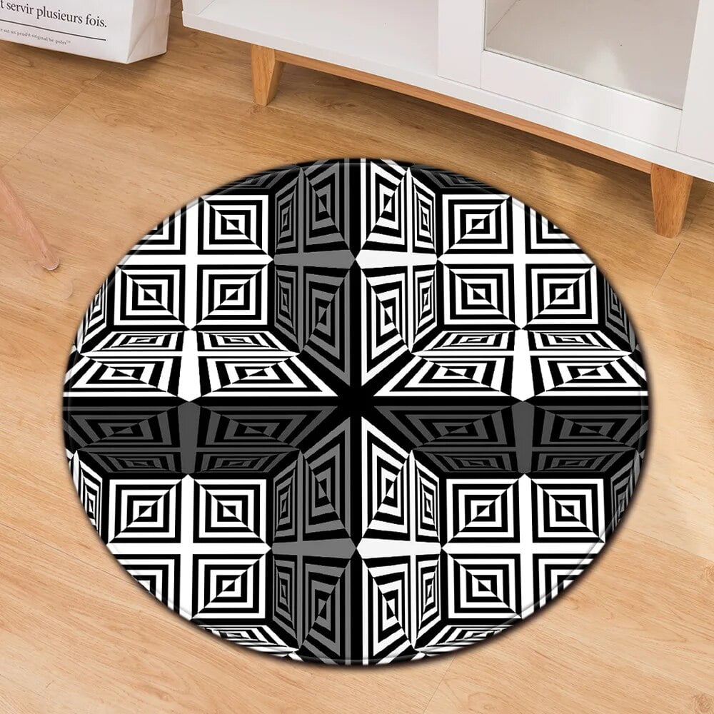 Psychedelic n Round Carpet Geometric Rugs for Living Room Door Mat ...