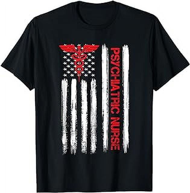 Psychiatric Nurse American Flag RN Mental Health Psych Nurse T-Shirt ...