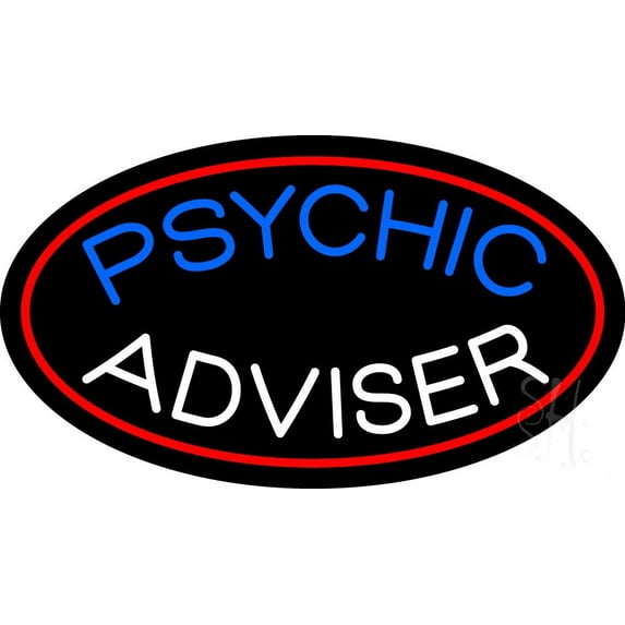 Psychic Advisor LED Neon Sign 17" Tall x 30" Wide - inches Black Square ...
