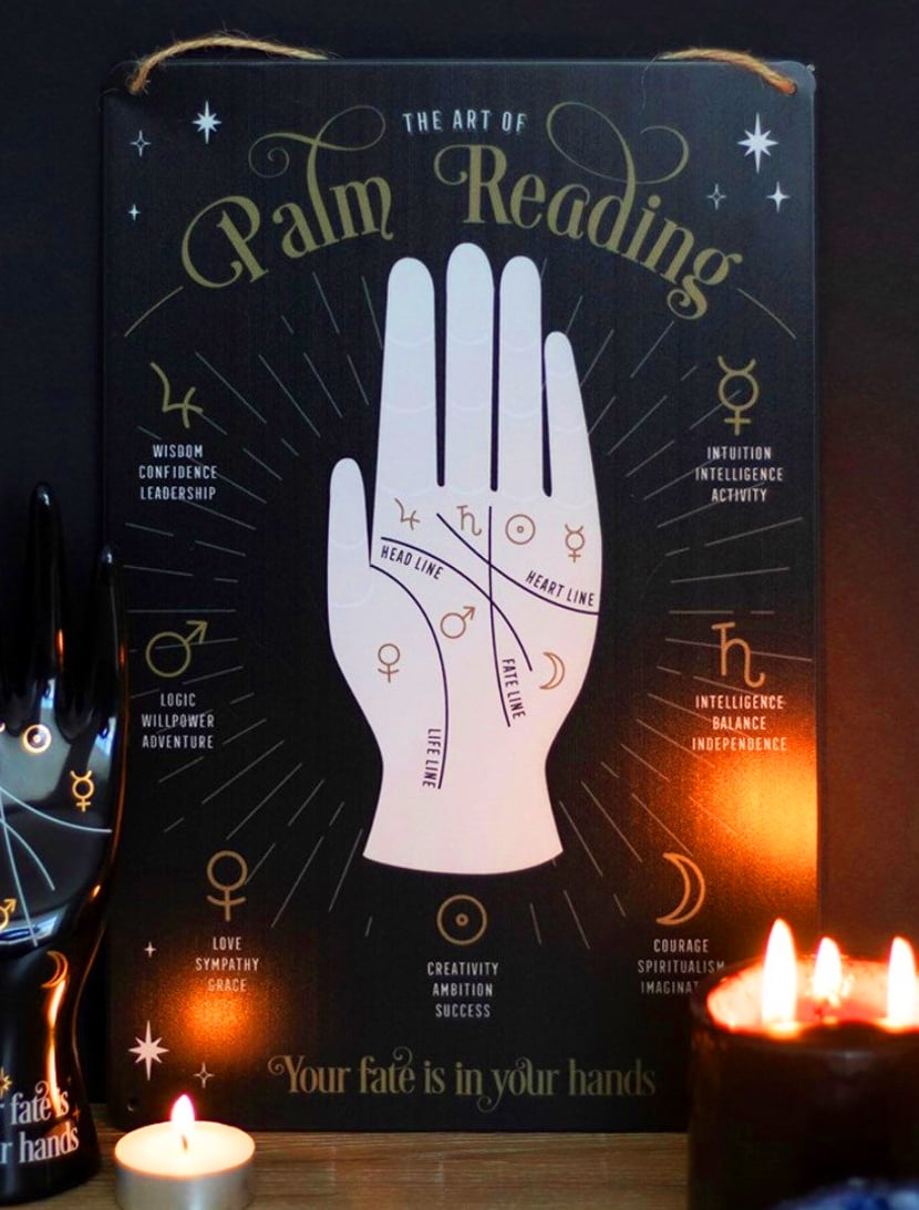 Psychic Fortune Teller Chirology Palmistry Palm Reading Metal Wall Sign ...