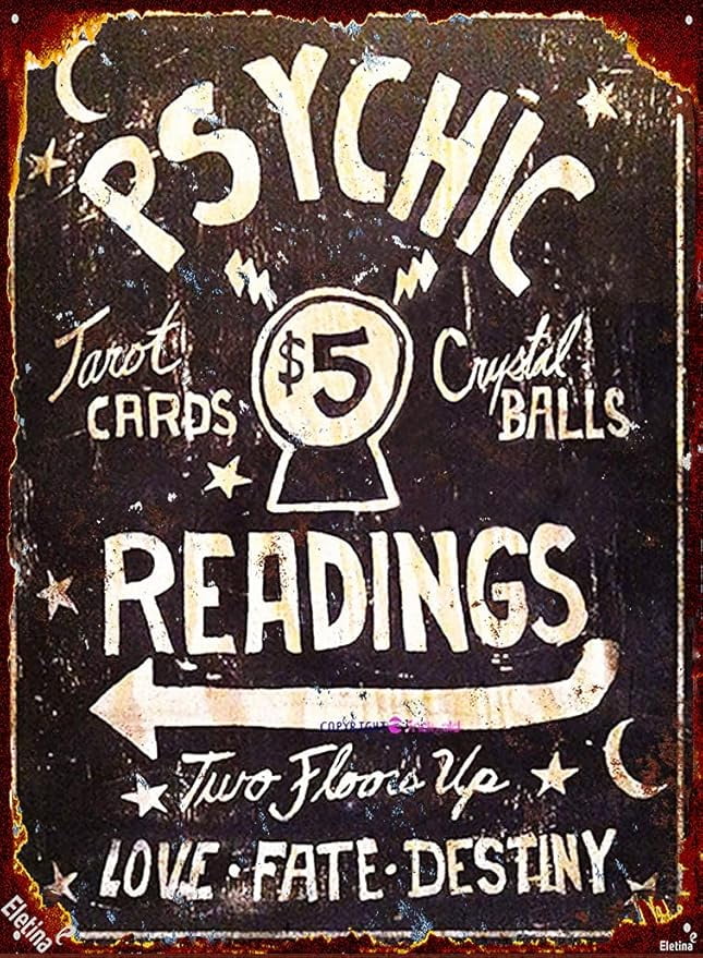 Psychic Readings $5 Tarot Cards Crystal Balls Plaque Cave,Cafe,Club ...
