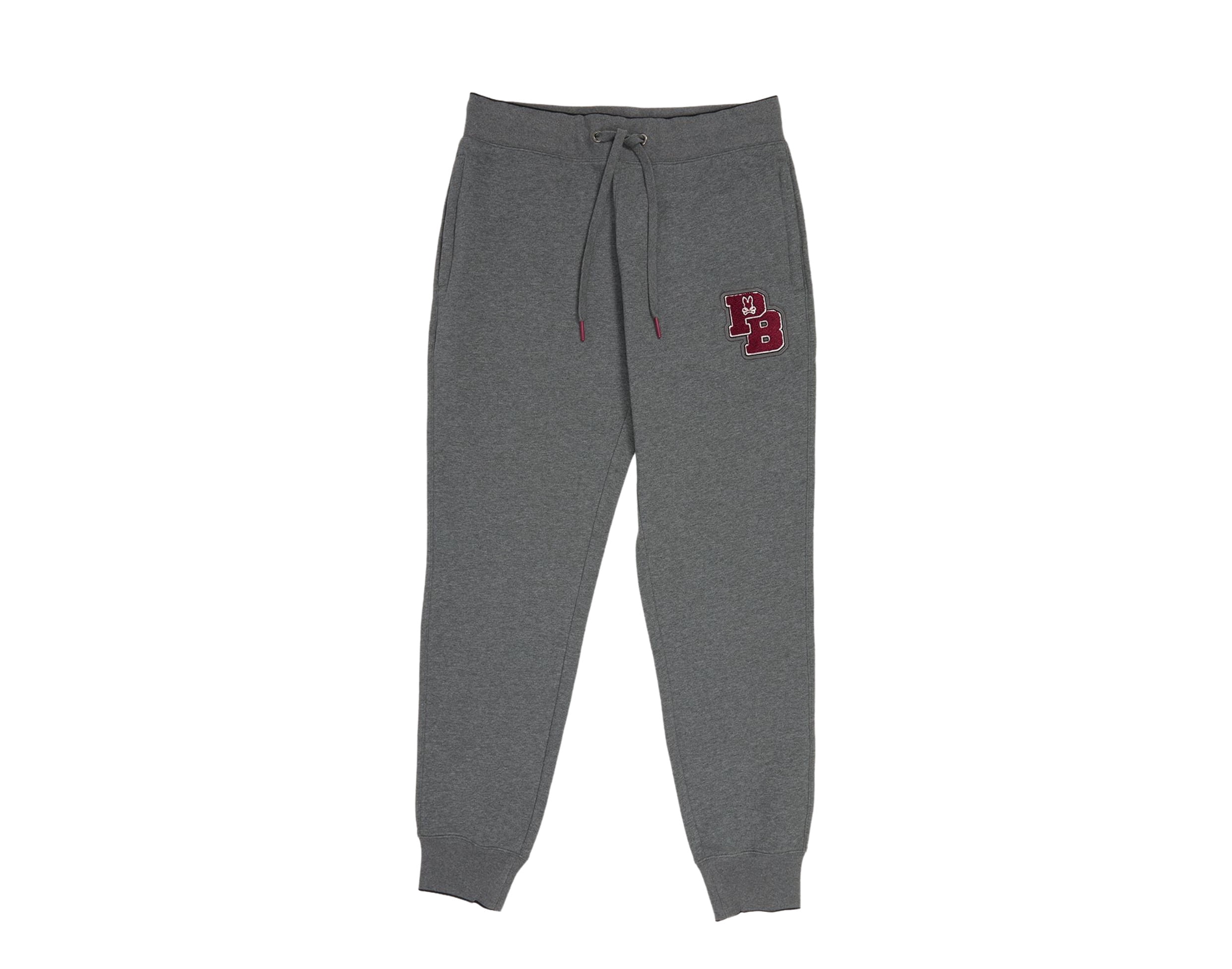 Psycho Bunny Patchin Chenille Bunny Grey Men's Sweatpants B6P850U1FT ...