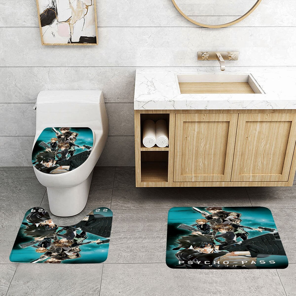 Psycho-Pass floor mat and toilet set is durable, machine washable, and ...