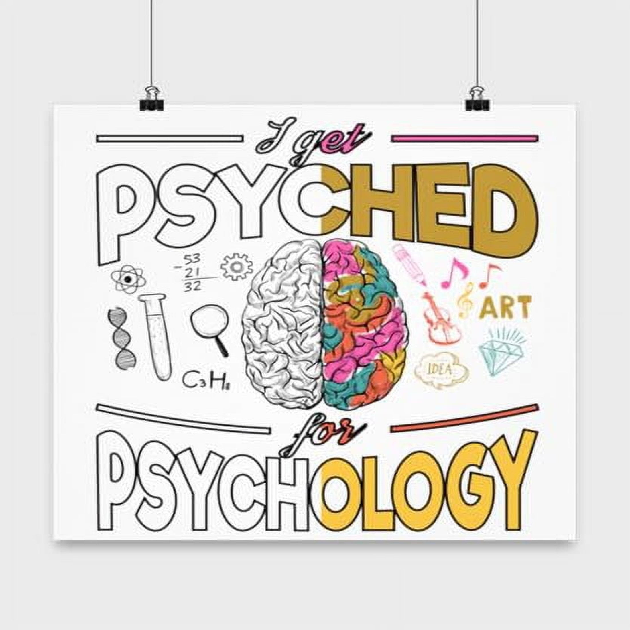 Psychologist Poster, I Get Psyched For Psychology, College Wall Art ...