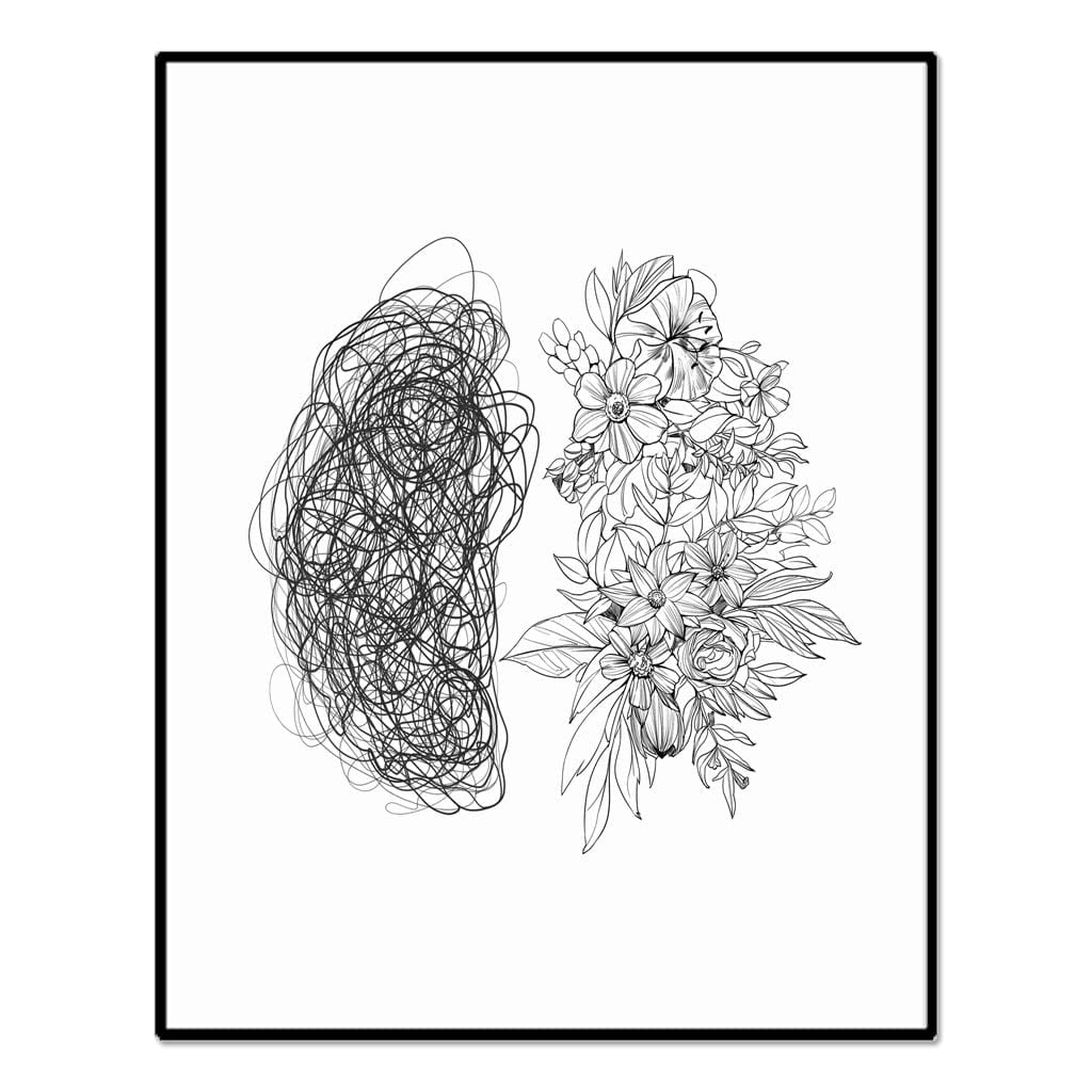 Psychology Brain Wall Art, Mental Health Art, Psychologist Office ...
