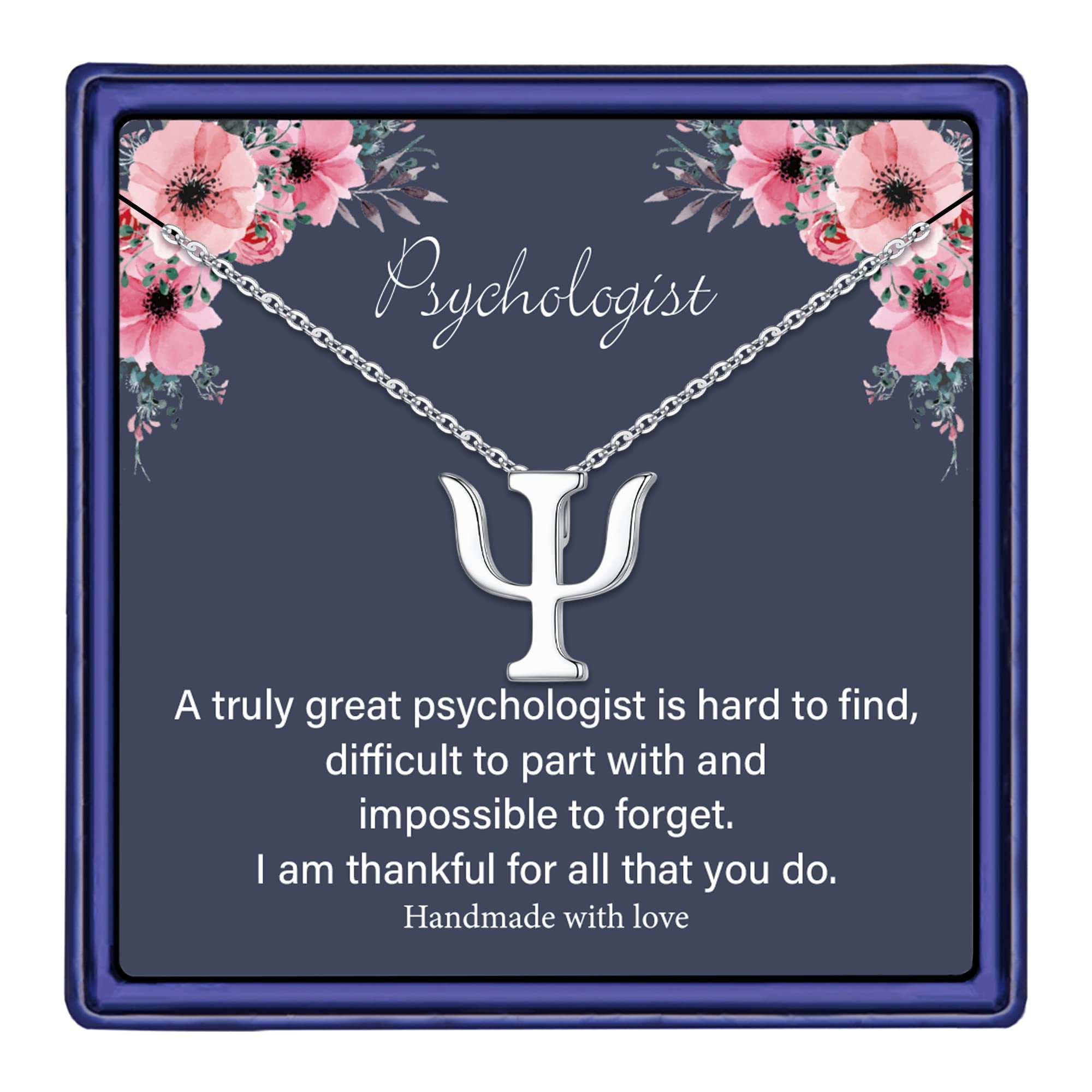 Psychology Gifts Psi Symbol Necklace Dainty Psi Necklace Caduceus Angel ...